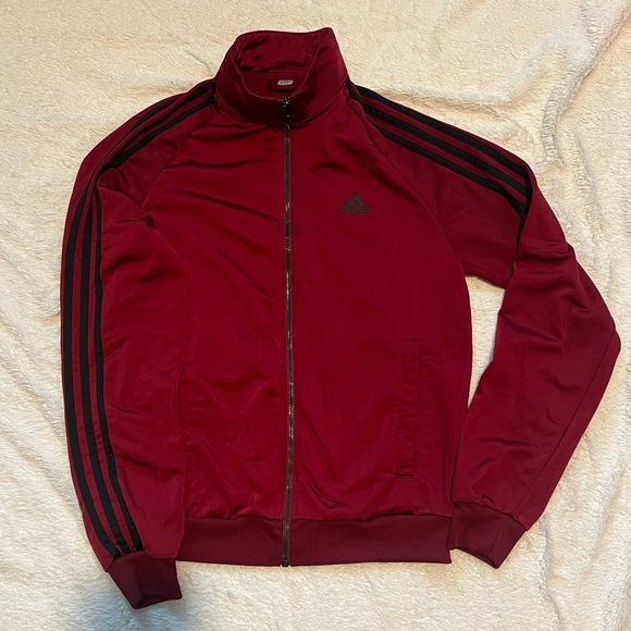 adidas | Jackets & Coats | Adidas Mens Burgundy Track Jacket | Poshmark